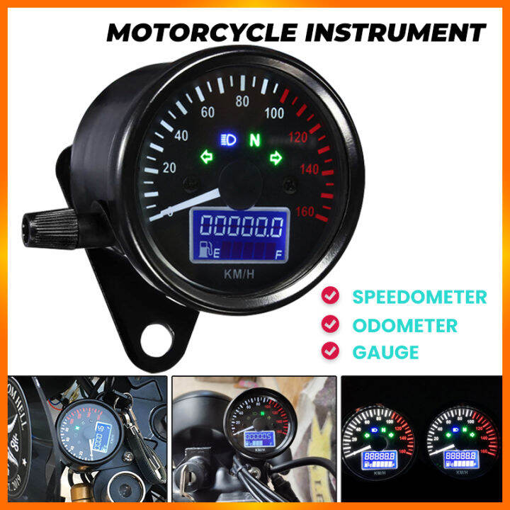 E&M Universal 0-160KM/H Motorcycle Digital LED LCD Speedometer ...