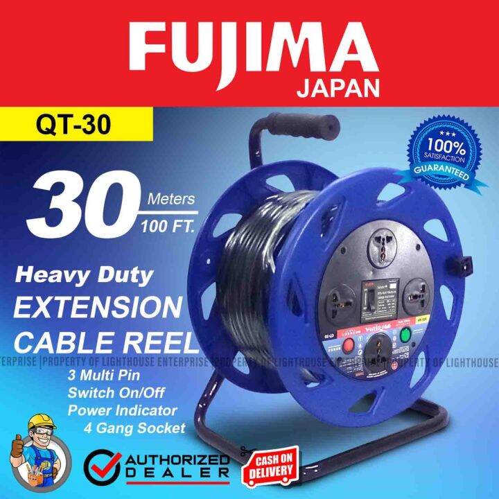 SALE！FUJIMA Japan 30 Meters Extension Cord Outlet Wheel Cable Reel (QT ...