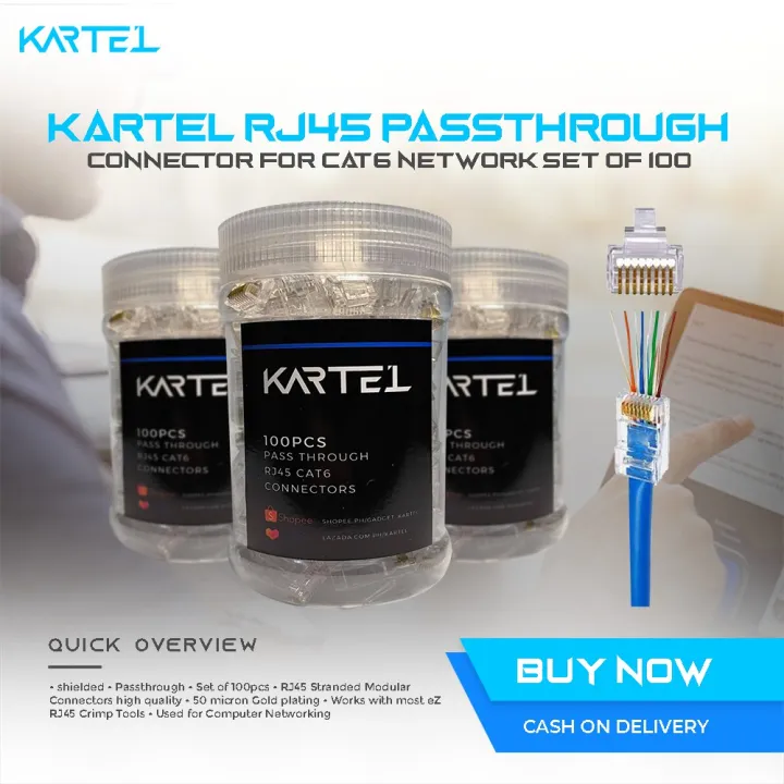 (100pcs) CAT6/Cat5e RJ45 Passthrough Cable Cat 5e Lan ez rj45 Pass through | Lazada PH