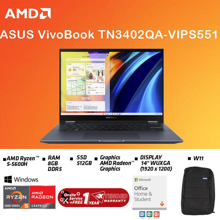 ASUS VivoBook S 14 Flip TN3402QA (14"VIPS TOUCH,R5-5600H,8/512G/BLUE ...