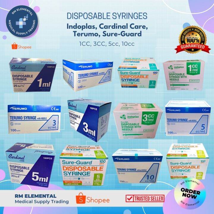 Disposable Syringe 1cc 3cc 5cc 10cc Cardinal Care Terumo Indoplas Sure ...