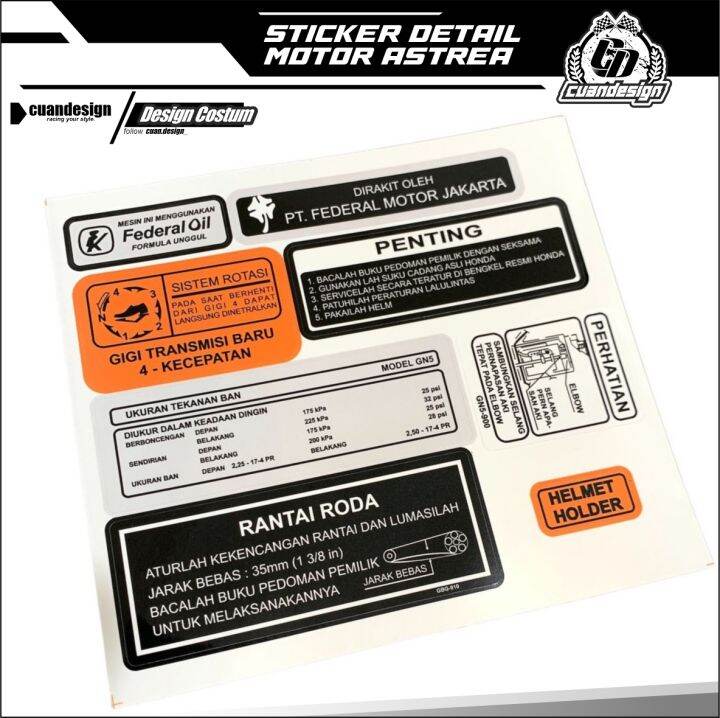 STIKER DETAIL / STICKER PELENGKAP MOTOR HONDA ASTREA STAR PRIMA GRAND ...