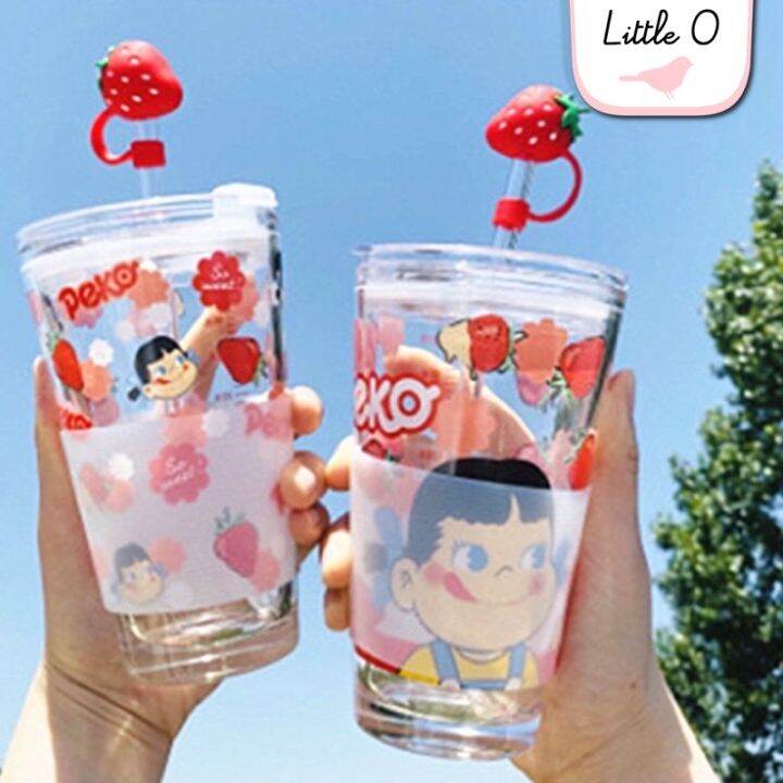 3in1 Straw Glass Drink tumblr kaca gelas ukur gelas kaca dan penutup ...