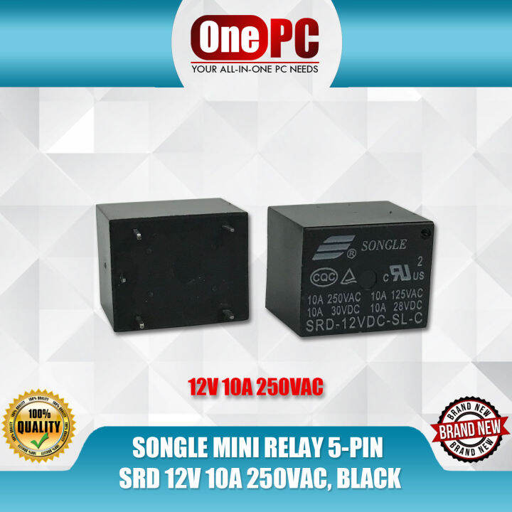 SONGLE MINI RELAY 5-PIN SRD 12V 10A 250VAC, BLACK | Lazada PH