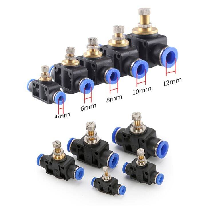 Free shipping throttle valve SA 4-12mm Air Flow Speed Control Valve Tube Water Hose Pneumatic ...