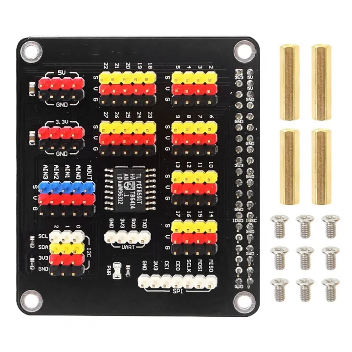 For Raspberry Pi 4 GPIO Sensor Expansion Board with LED AD / DA Digital ...