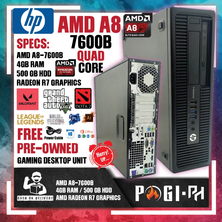 DESKTOP / HP SLIM / AMD A8-7600B / QUAD CORE / 4GB RAM / 500GB HDD ...
