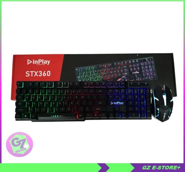 GZestore STX360 inPlay Rainbow Backlit Gaming Keyboard and Mouse Bundle ...