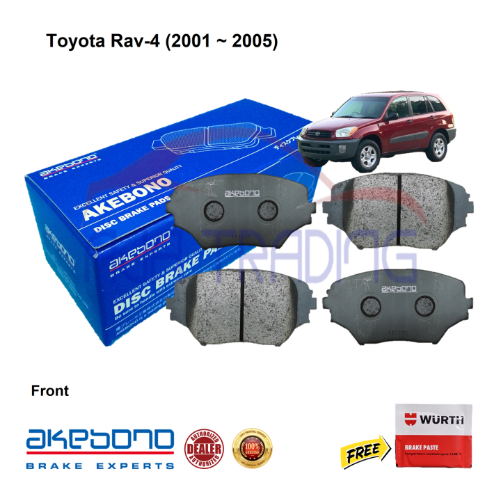 Genuine Akebono Front Brake Pads for Toyota Rav-4 (2001 - 2005) with ...