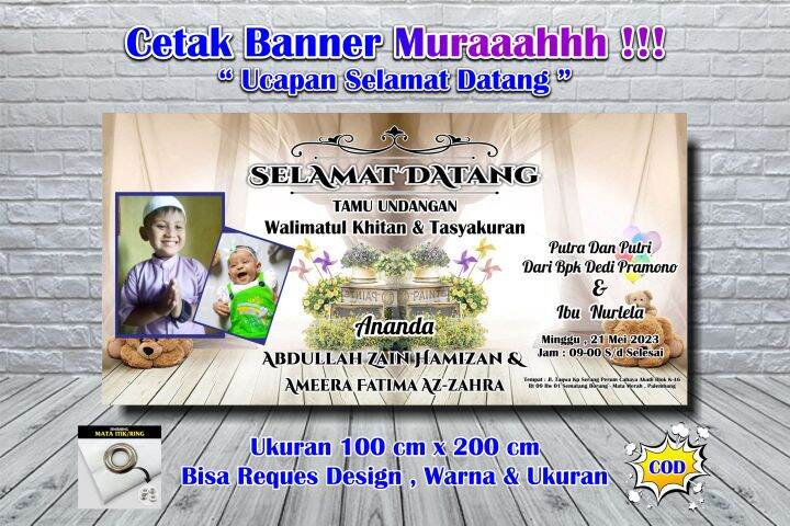 Spanduk Banner Selamat Datang Ukuran 100 cm x 200 cm I Banner Khitanan | Lazada Indonesia