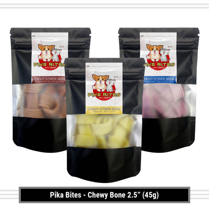 CHLOEBEAR-45g Pika Bites Pet Treats Chewy Stripe Bone Blueberry ...