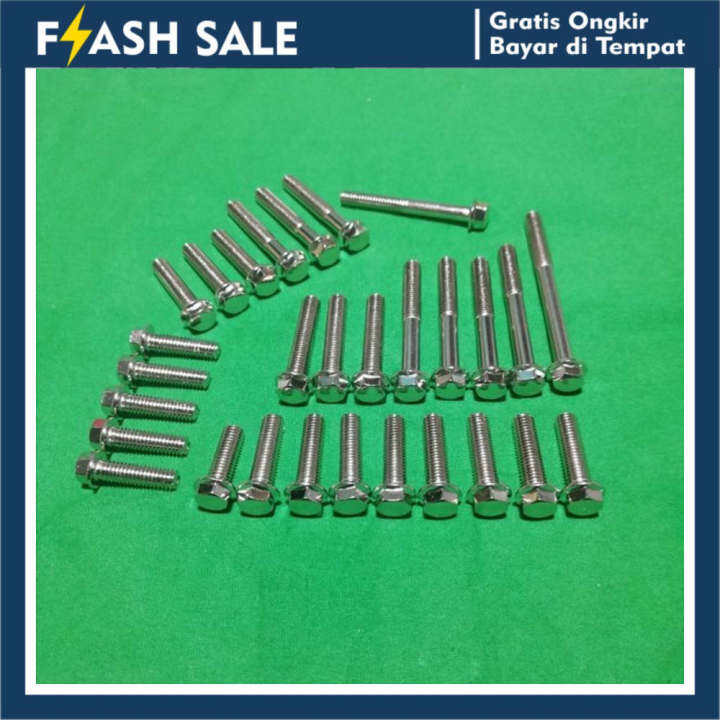 Baut Mesin Baut Bak Magnet Bak Kopling Baut Kalter Kanan Kiri Yamaha SCORPIO Original Chrome ...