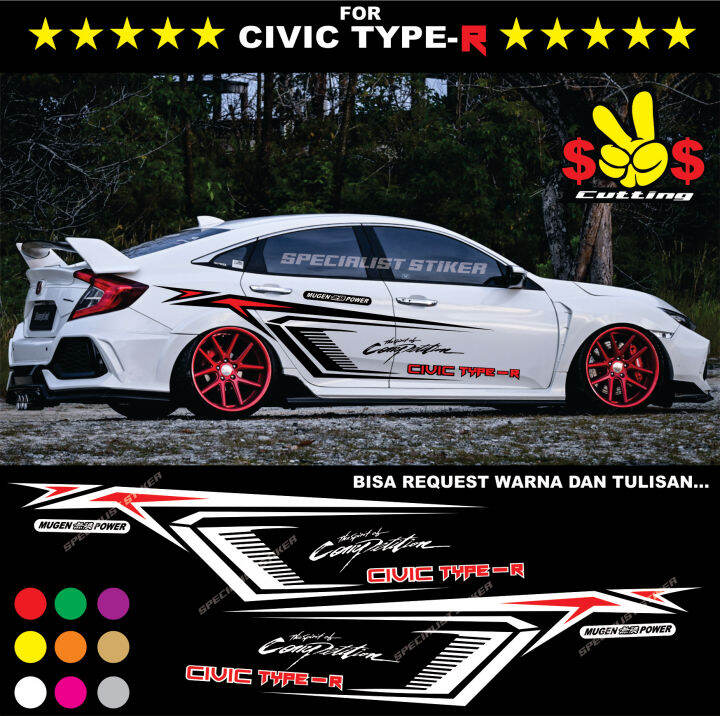 Stiker Mobil Honda Civic Type R Model Strip Racing Terbaru | Lazada ...