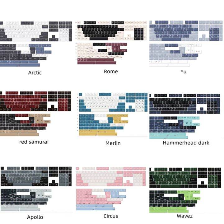 1 Set GMK 8008 Arctic Rome Yu Red Blue Samurai Merlin Wavez Hammerhead ...