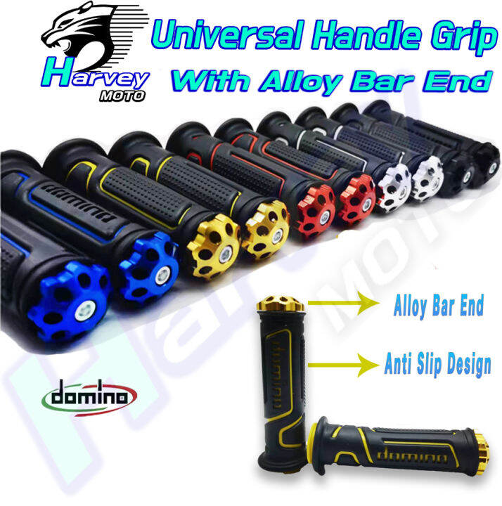 DOMINO Handle Grip With Alloy Bar End Racing Rubber Silicone Universal ...