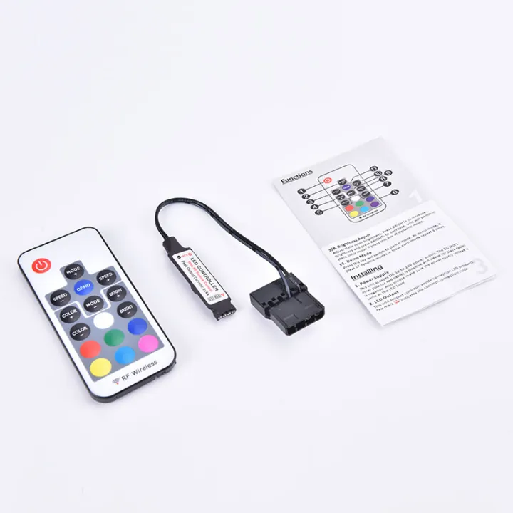 LSHUO 12V DC SATA RGB Controller รีโมทคอนโทรล RF ไร้สายสำหรับเคส PC แถบ ...