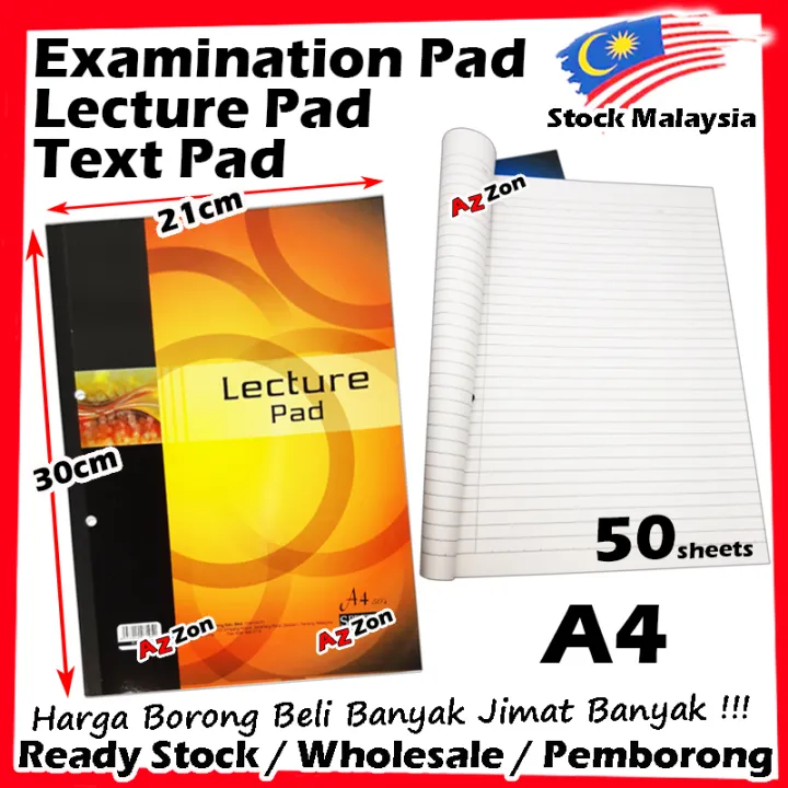 Lecture Pad Test Pad Exam Pad Examination Pad Note Pad Single Line A4 ...