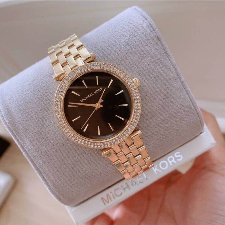 Guaranteed Authentic Michael Kors Darci Black Dial Ladies Gold Tone ...