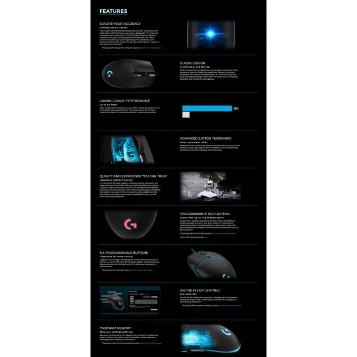 COD Logitech G102 Prodigy Programmable RGB Lights Gaming Mouse | Lazada PH