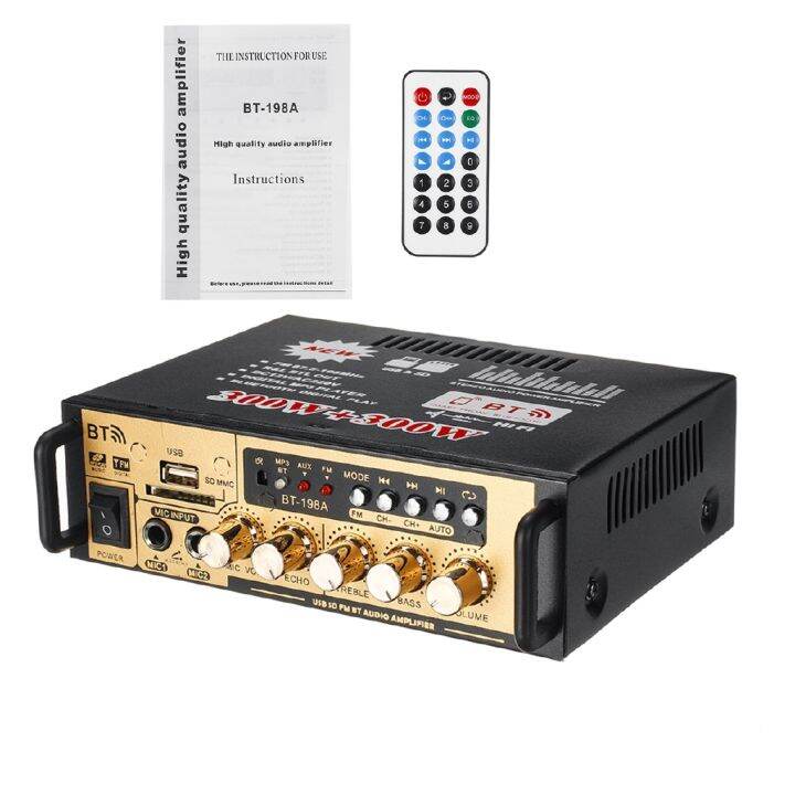 POWER AMPLIFIER WIRELESS KARAOKE FLECO BT-198 Amplifier Audio Stereo 2 ...