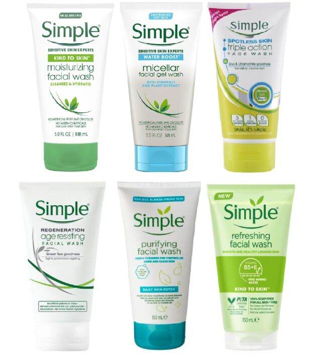Simple Face Wash [Triple Action / Refreshing / Moisturising / Micellar ...