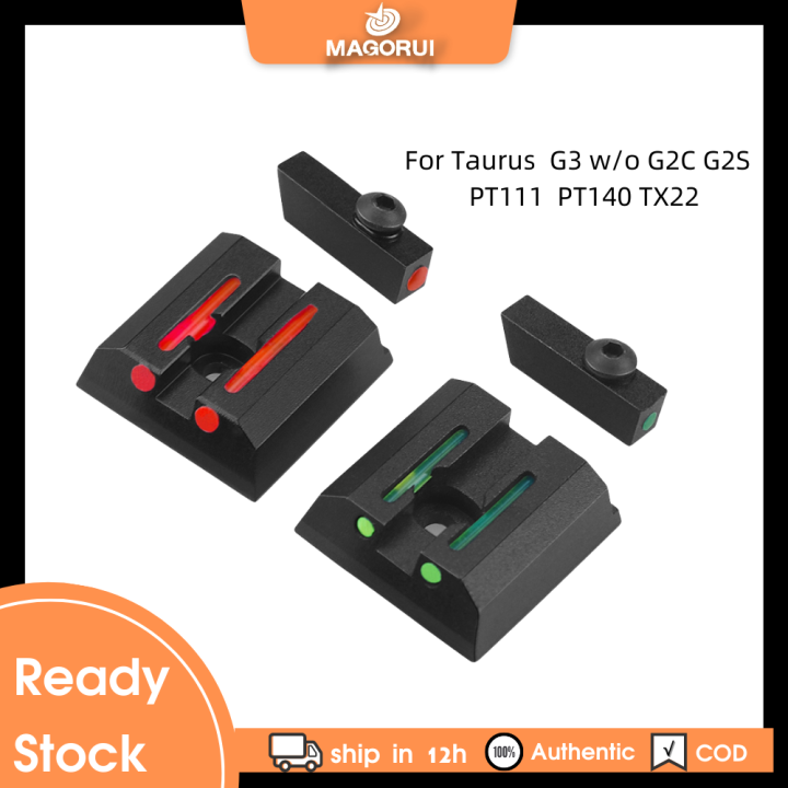 MAGORUI Tactical Fiber Optic 3 Dot Front and Rear Sight Set Metal ...