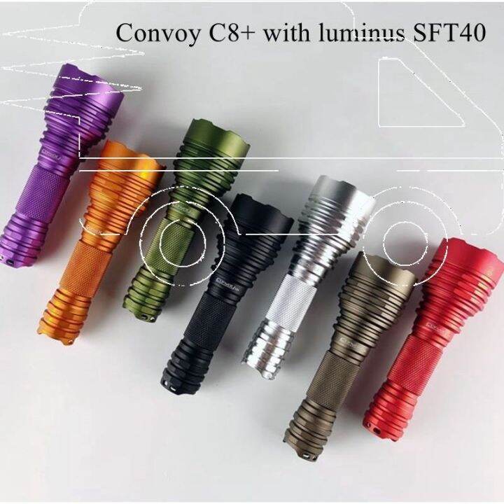Convoy C8 Flashlight with Luminus SFT40 LED Cool White ar-coated inside ...