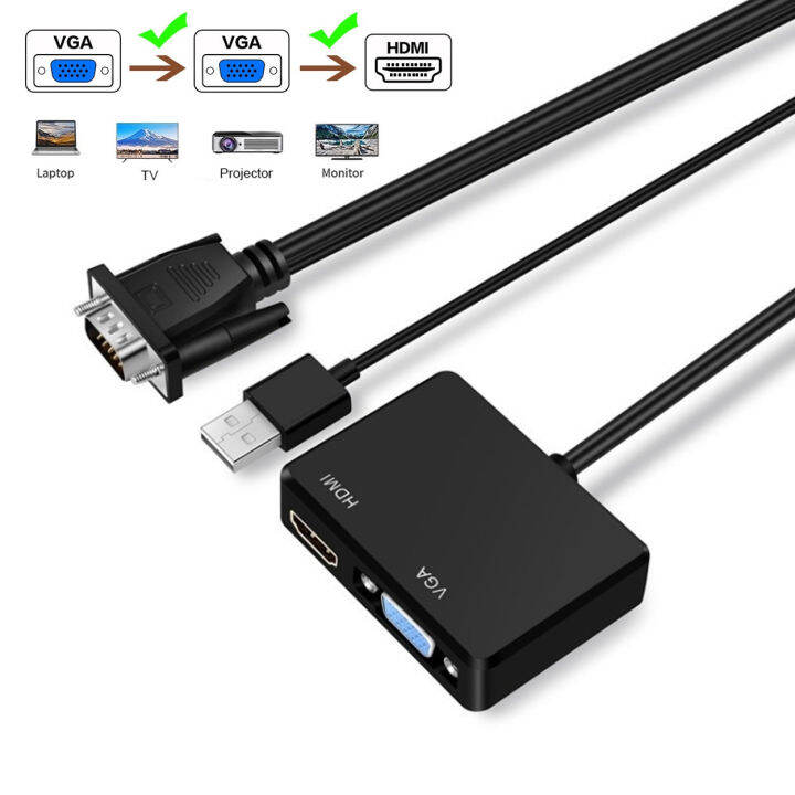Vga To Vga And Hdmi Adapter Support 1080p Hdmi Out With Audio Cable And