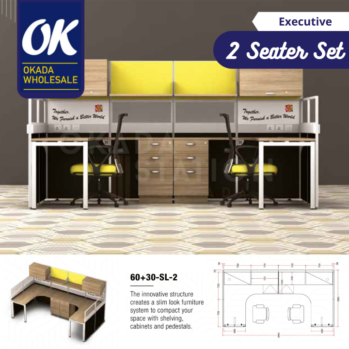 OKADA 60+30SL2 Office Idea Design / Office Table with Drawer / Meja ...