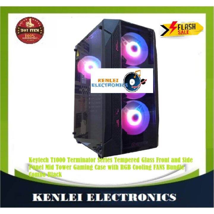 Keytech T1000 Terminator Series Tempered Glass Mid Tower Gaming Case ...