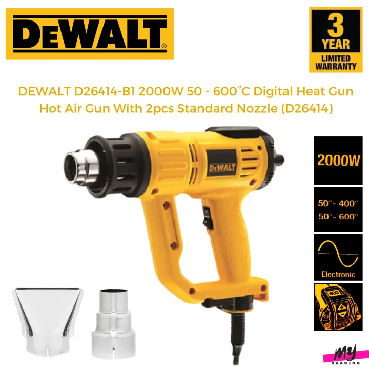 Dewalt D26414 B1 2000w 50 600°c Digital Heat Gun Hot Air Gun With