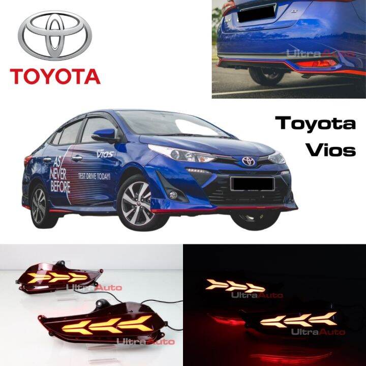 Toyota Vios LED Rear Bumper Reflector 2017 2018 2019 2020 Light Daytime ...