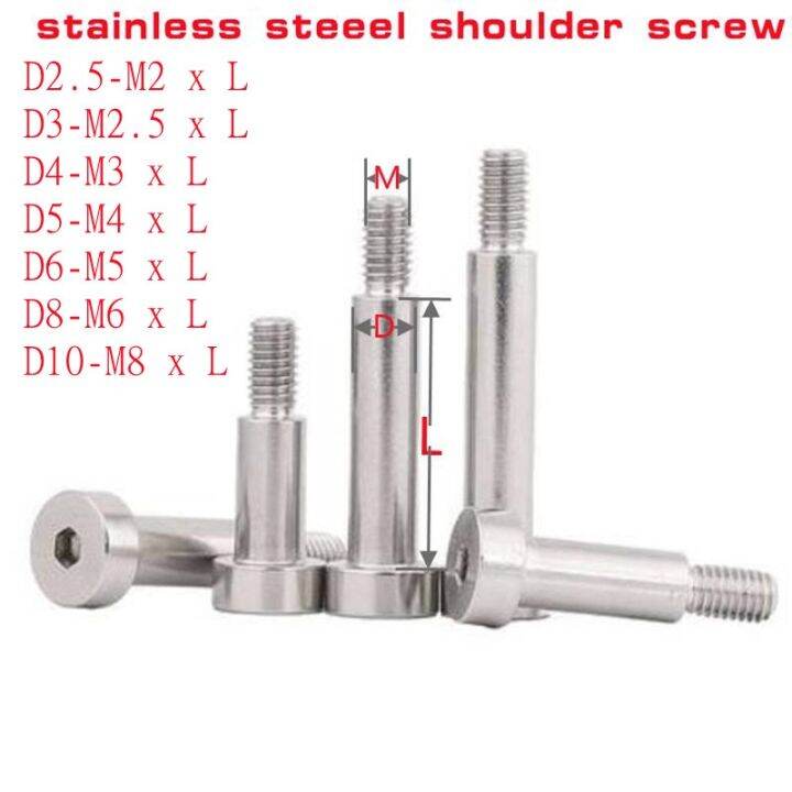1/2/10pcs bearing shoulder screw M2 M2.5 M3 M4 M5 M6 M8 304 A2 Stainless Steel Hex Hexagon ...