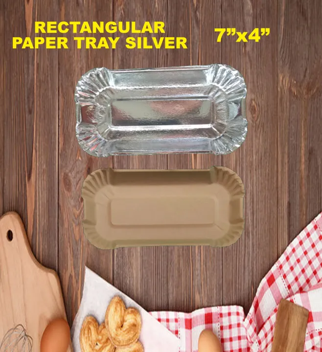 RECTANGULAR PAPER PLATE SILVER (7" x 4") | Lazada PH