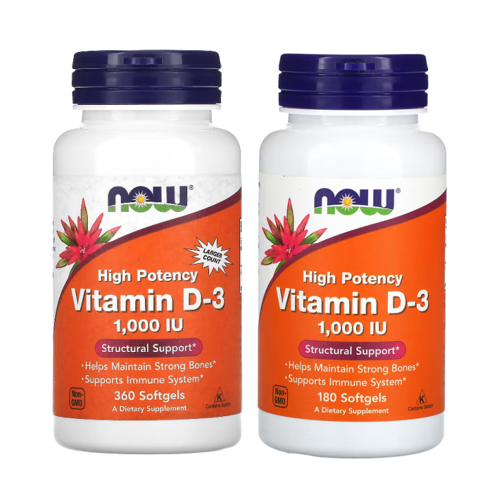 NOW Foods, Vitamin D-3, High Potency, 1,000 IU, 180 Softgels or 360 Softgels | Lazada PH
