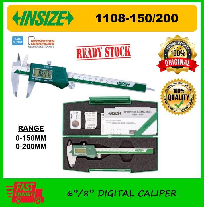 INSIZE 1108-150 | 1108-200 6"/8" DIGITAL CALIPER (100% ORIGINAL) | Lazada