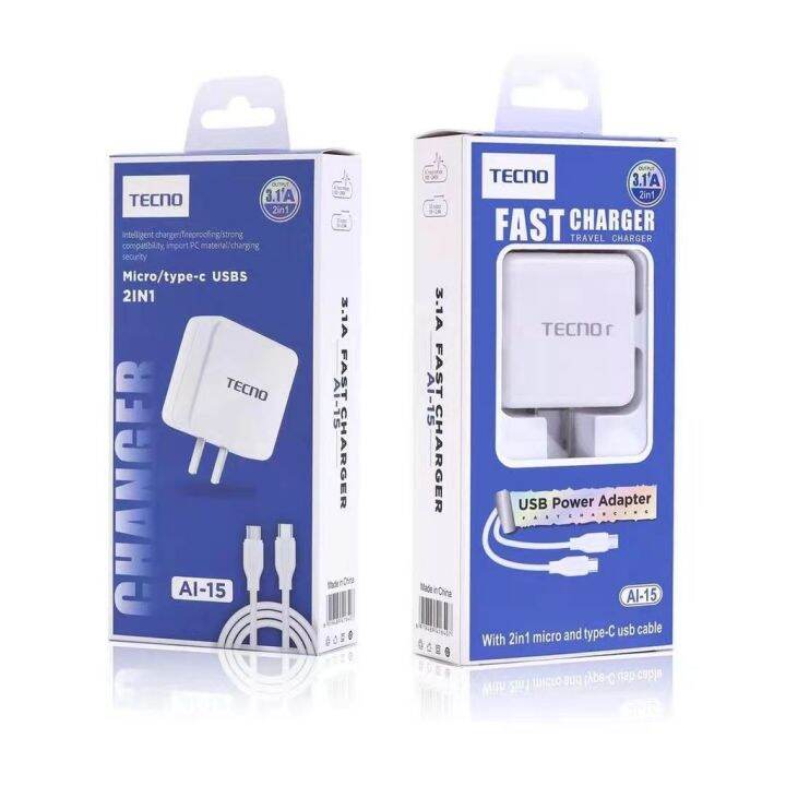 Tecno 3.1A 2in1 Data Cable Android And Type-C Charger | Lazada PH