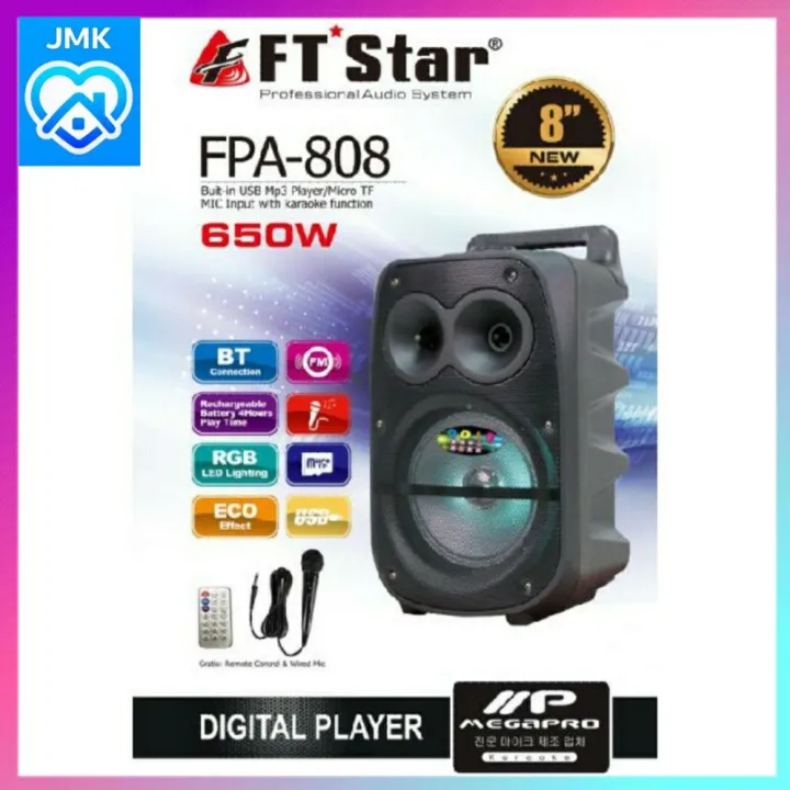 FT Star FPA-808 Portable Bluetooth 8" Speaker w/ Wire Microphone ...
