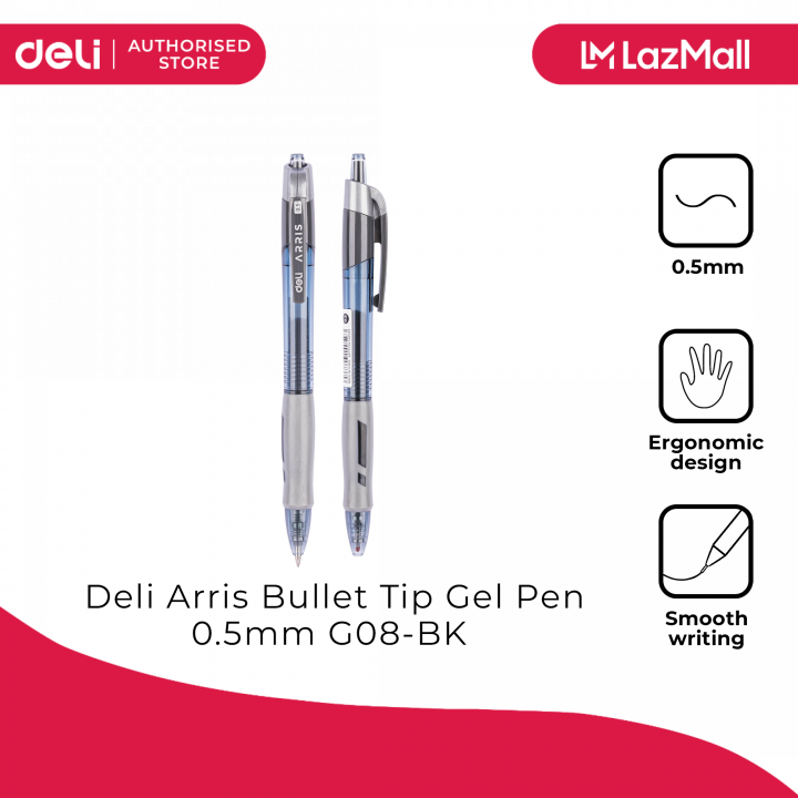 Deli EG08-BK Arris Bullet Tip Gel Pen 0.5mm Black 1PC | Lazada PH