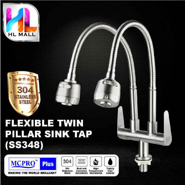 MCPRO Plus Stainless Steel SUS304 Kitchen Faucet FLEXIBLE TWIN PILLAR ...