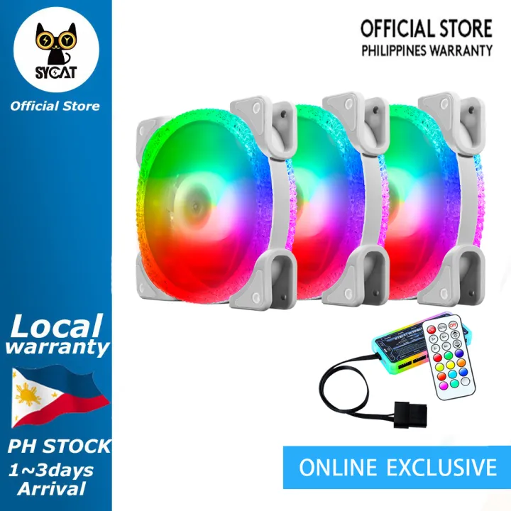 New SYCAT S14 6 PIN RGB FAN PC Case FAN 120mm 3 in 1 Kit LED Fan With ...