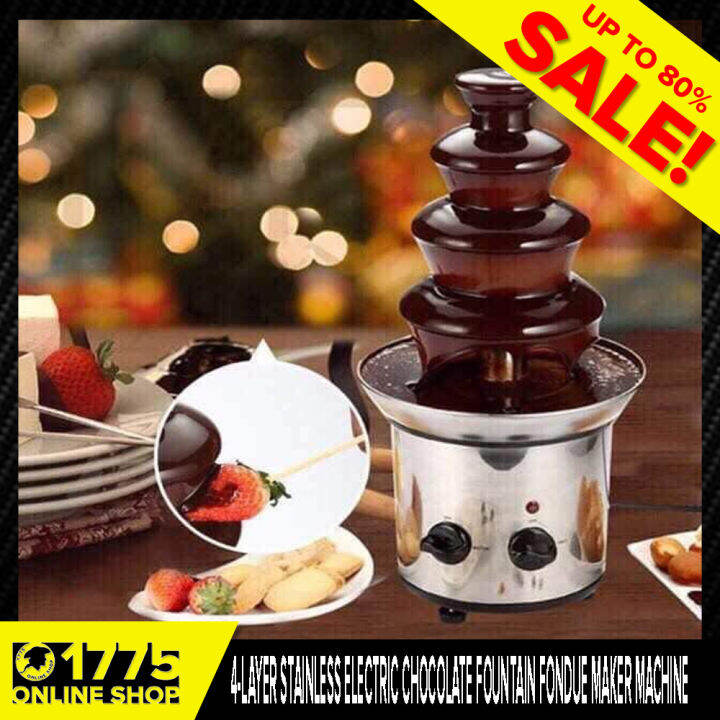 4-layer Stainless Electric Chocolate Fountain Fondue Maker Machine ...