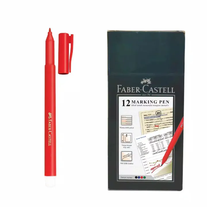 Faber-Castell Marking Pen New Combine Red Ink 1Boxi 12pcs / Bolpen ...