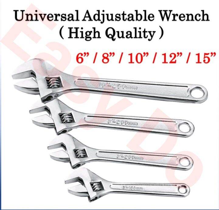 HEAVY DUTY ADJUSTABLE WRENCH SPANNER / SEPANA HIDUP 6 INCH 8 INCH 10 ...