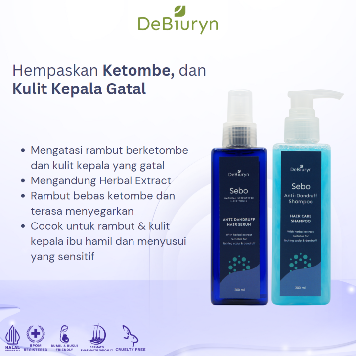 DeBiuryn Sebo Shampoo + Sebo Hair Tonic- Serum Rambut Ketombe - Anti ...