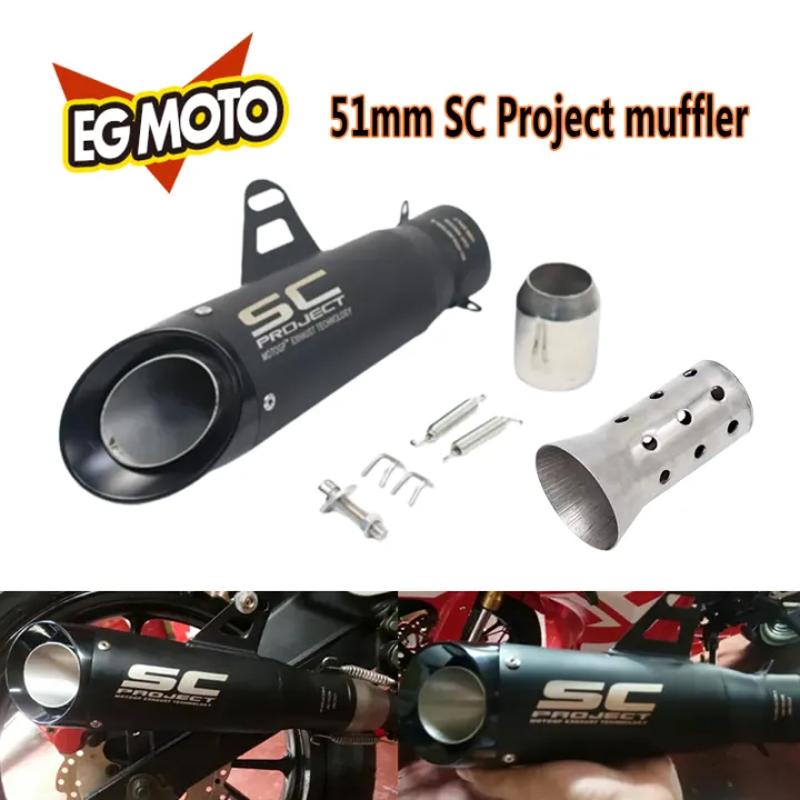 [Spot] 51mm SC Project muffler na may muffler motorcycle exhaust muffler pipe tail pipe exhaust ...
