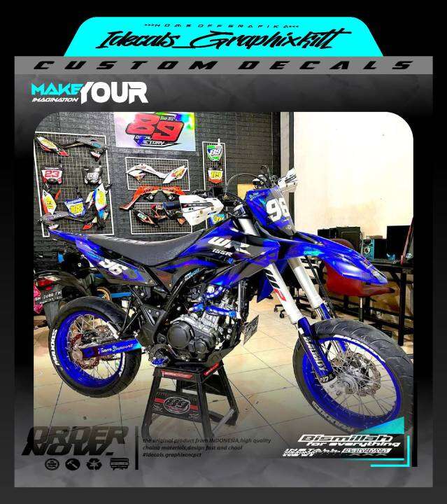 00318 sticker decals fullbody yamaha wr 155 motif gariis biru simpel ...
