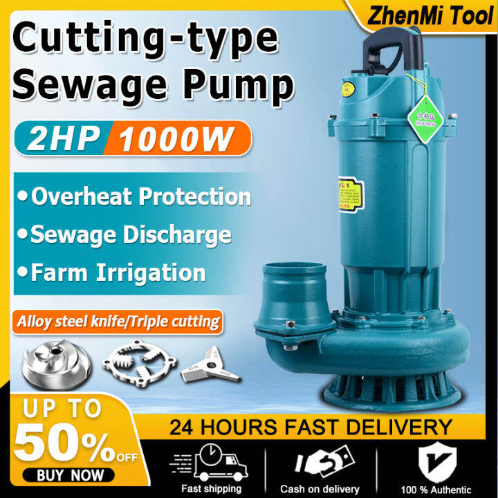 Cutting Sewage Pump 220V 50Hz Sewage Submersible Pump 1000W (2HP) High ...