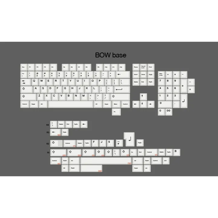 R2 GeekArk BOW WOB PBT Plain White Keycaps Sublimation Keycap Cherry ...