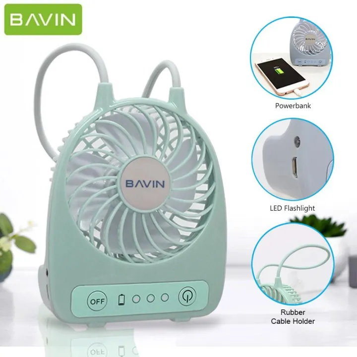 BAVIN E167 3-in-1 Portable Mini Desk Fan With LED Light and Emergency ...